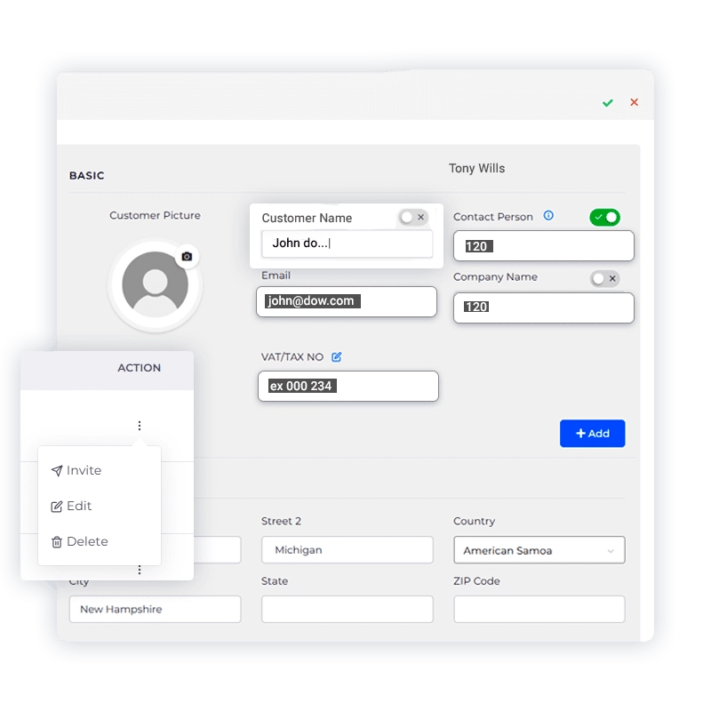 Manage Customer - Invoice Crowd