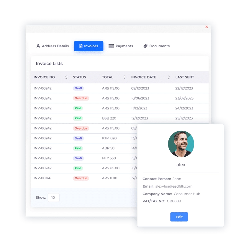 Manage Customer - Invoice Crowd